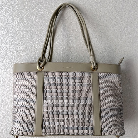 St. John | Bags | St John Woven Leather Tote Bag | Poshmark